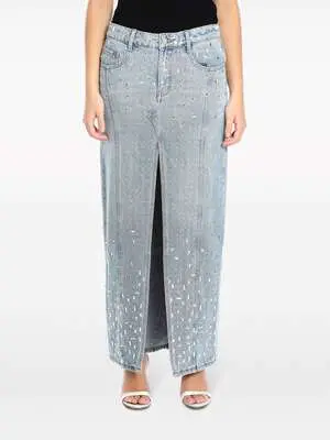 Retrofete Crystal-embellished Denim Skirt - Blue