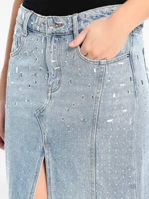 Retrofete Crystal-embellished Denim Skirt - Blue