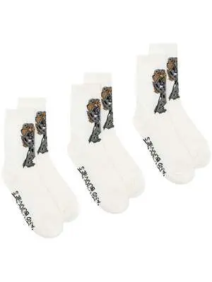 Natasha Zinko Graphic-print Knitted Socks - White