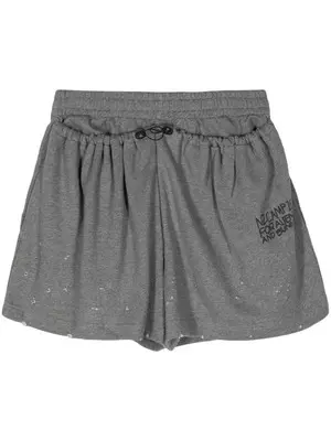 Natasha Zinko Slogan-print Distressed Track Shorts