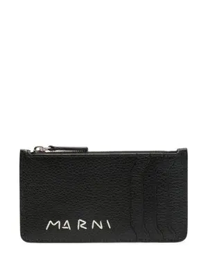 Marni Embroidered-logo Cardholder - Black