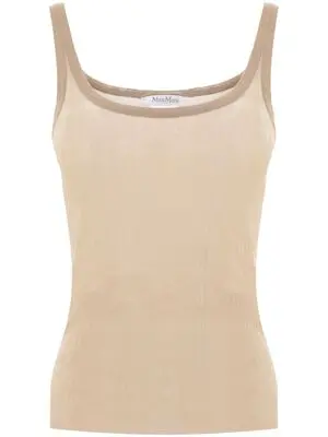 Max Mara Ribbed Silk Tank Top - Neutrals