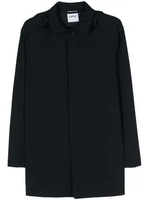 Aspesi Detachable Hood Buttoned Coat - Blue