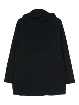Aspesi Detachable Hood Buttoned Coat - Blue