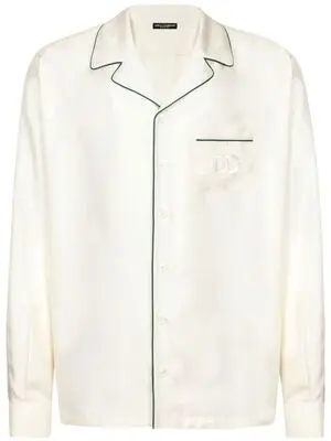 Dolce & Gabbana Embroidered-logo Silk-twill Shirt - White