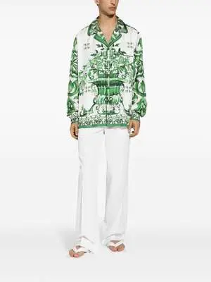 Dolce & Gabbana Majolica-print Silk-twill Shirt - White