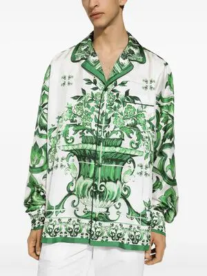 Dolce & Gabbana Majolica-print Silk-twill Shirt - White