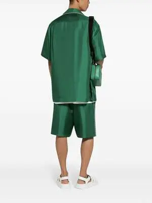 Dolce & Gabbana Embroidered-logo Silk-twill Shirt - Green