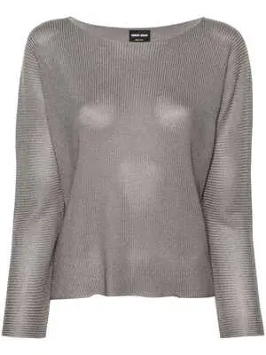 Giorgio Armani Boat-neck Jumper - Grey