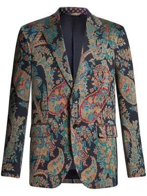 Etro Floral Paisley-jacquard Single-breasted Blazer - Blue