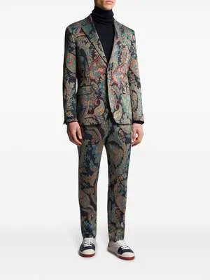 Etro Floral Paisley-jacquard Single-breasted Blazer - Blue