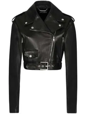 Dolce & Gabbana Cropped Biker Jacket - Black