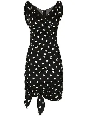 Dolce & Gabbana Polka-dot Draped Mini Dress