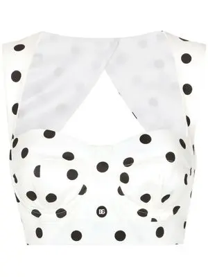 Dolce & Gabbana Polka Dot Corset Top - White