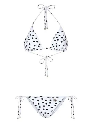 Dolce & Gabbana Polka Dot-print Bikini Set - White