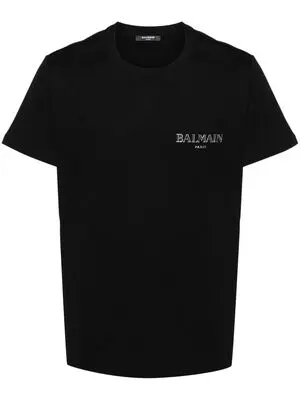 Balmain Logo-appliqué Cotton T-shirt - Black