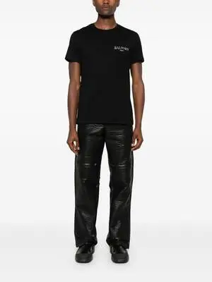 Balmain Logo-appliqué Cotton T-shirt - Black