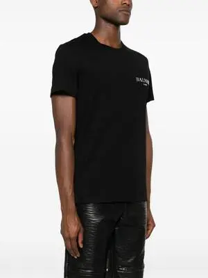 Balmain Logo-appliqué Cotton T-shirt - Black