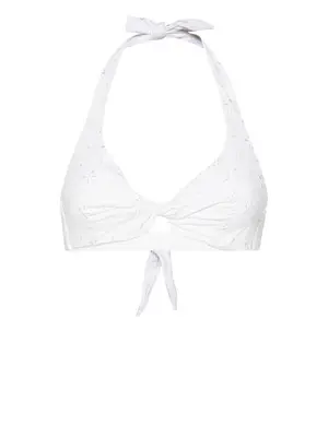 MC2 SAINT BARTH Tristan Embroidered Bikini Top - White