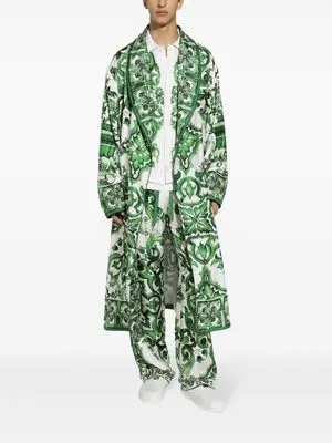 Dolce & Gabbana Majolica-print Silk Robe - Green