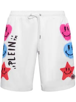 Philipp Plein Graphic-print Swim Shorts - White