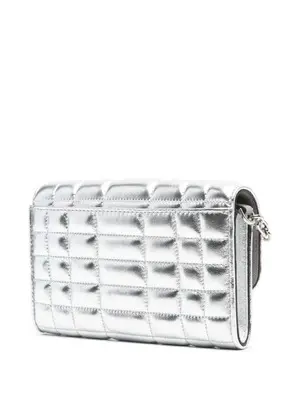 Michael Kors Large Tribeca Leather Cross Body Bag - Silver
