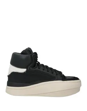 Y3 Leather And Textile High-top Sneakers - Black