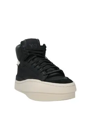 Y3 Leather And Textile High-top Sneakers - Black