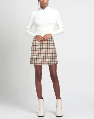 MSGM Mini Flared Tweed Skirt - Beige
