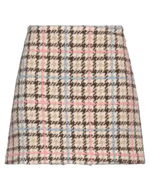 MSGM Mini Flared Tweed Skirt - Beige