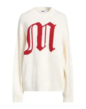 MSGM Knitted Two-tone Sweater - Off White