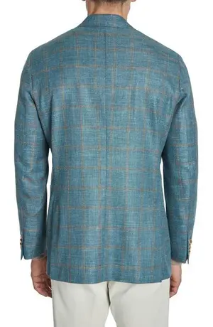 JACK VICTOR Hampton Windowpane Check Wool & Linen Blend Sport Coat