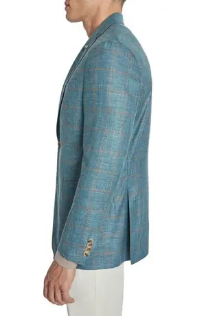 JACK VICTOR Hampton Windowpane Check Wool & Linen Blend Sport Coat