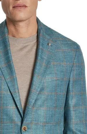 JACK VICTOR Hampton Windowpane Check Wool & Linen Blend Sport Coat