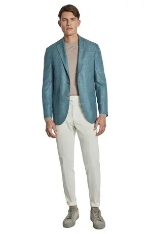 JACK VICTOR Hampton Windowpane Check Wool & Linen Blend Sport Coat