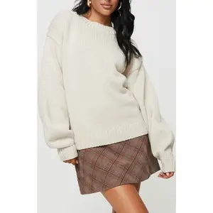 Princess Polly Harmony Oversized Crewneck Sweater - Beige