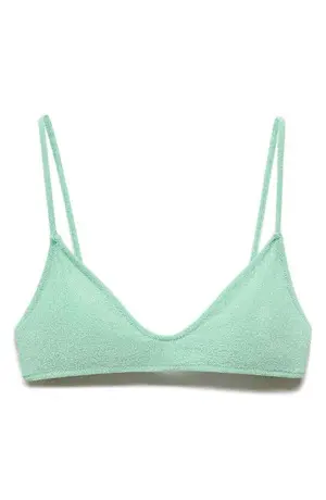 Mango Textured Triangle Bikini Top - Turquoise