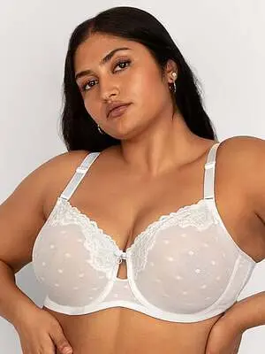 Victoria's Secret Curvy Couture Sheer Whisper Unlined Underwire Bra - White,ivory