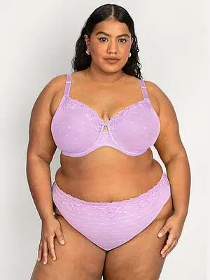Victoria's Secret Curvy Couture Sheer Whisper High Cut Brief Panty - Purple