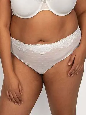 Victoria's Secret Curvy Couture Sheer Whisper High Cut Brief Panty - White,ivory
