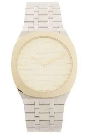 Gucci Gg Golden Brass Dial Watch - Stainless Steel