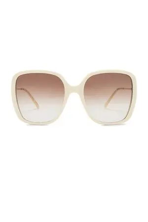 Chloé Square Frame Sunglasses - Ivory  Gold  & Brown