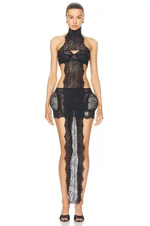 chinese dress ladies JEAN PAUL GAULTIER FLORAL MESH MIDI DRESS  TheLuxeLend