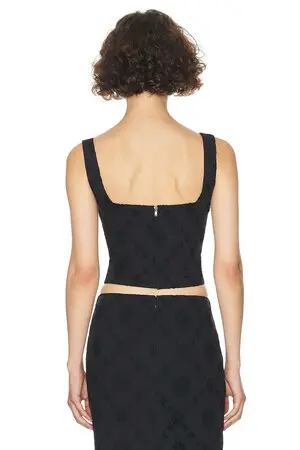 HELSA Eyelet Corset Top - Black