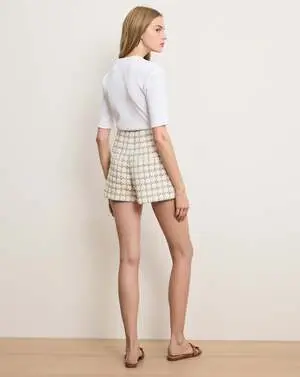 Veronica Beard Jazmin Tweed Shorts - Ecru Multi