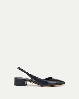 Veronica Beard Cecile Leather Cap-toe Slingback Navy