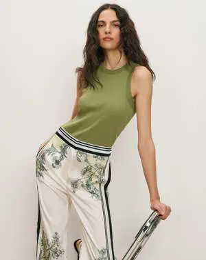 Veronica Beard Jordyn Cropped Tank Top - Cactus