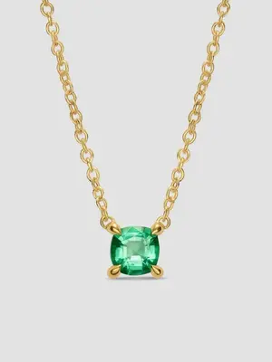 David Yurman Micro Chatelaine Pendant Necklace In 18k Yellow Gold Emerald
