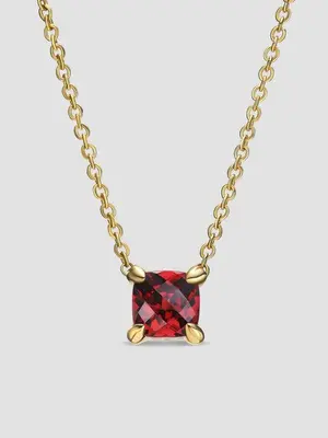 David Yurman Micro Chatelaine Pendant Necklace In 18k Yellow Gold Garnet