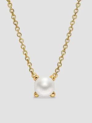 David Yurman Micro Chatelaine Pendant Necklace In 18k Yellow Gold Pearl